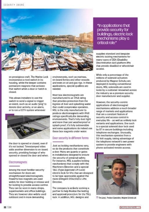 Security Door Locking expertise shared by SJUK - Magnet Schultz Limited
